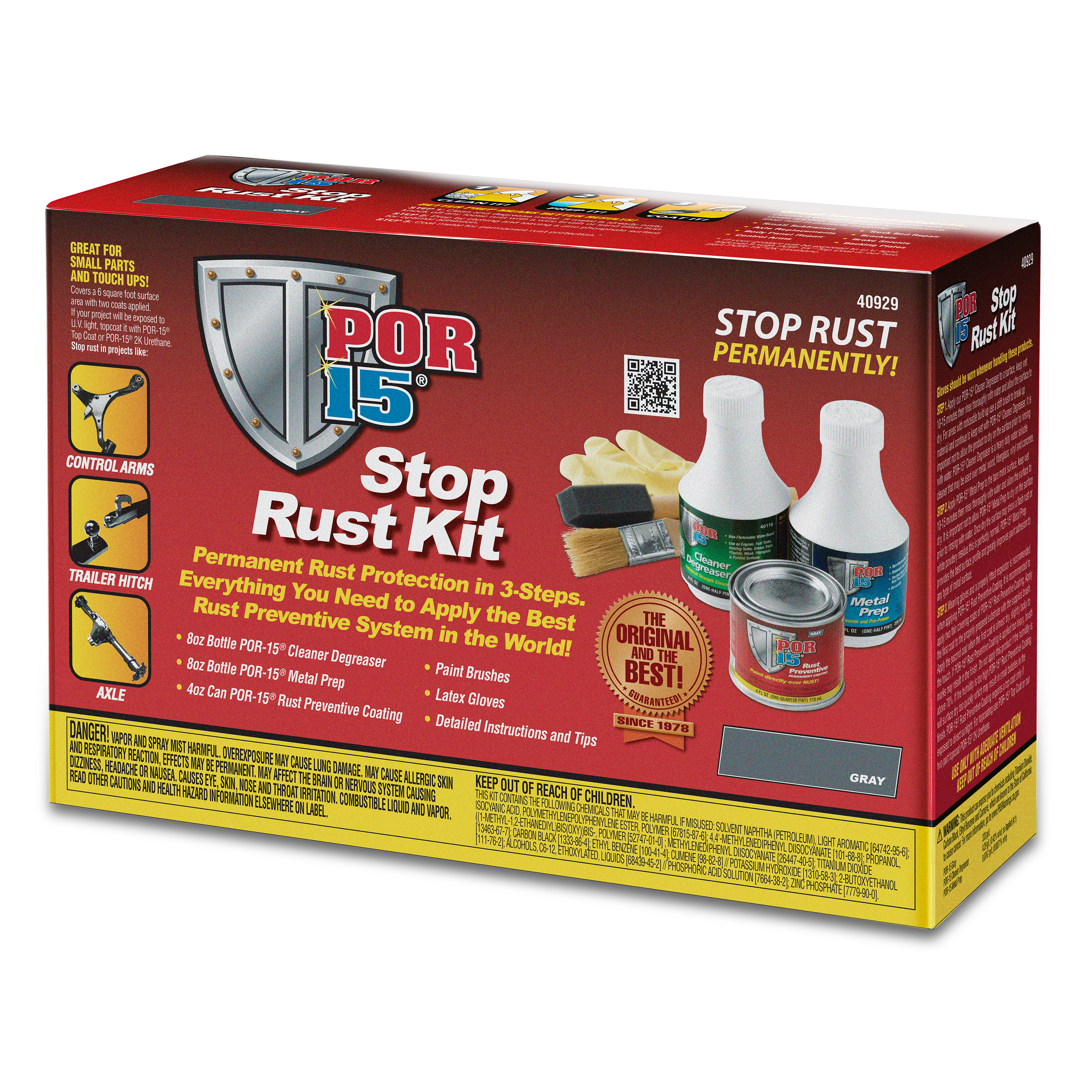 POR-15 Stop Rust Kit | 3-Step Auto and Metal Rust Stopper | POR-15